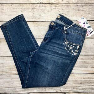 Blue Savvy | Jeans | Blue Savvy Blue Skinny Jeans Wjeweled Pockets ...